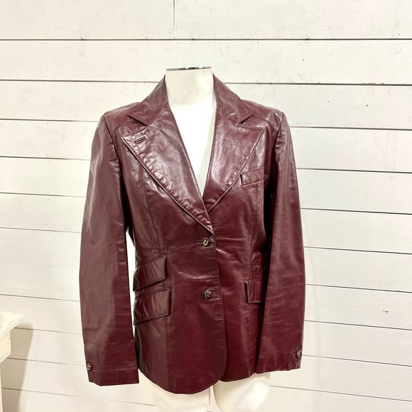 Etienne Aigner | Jackets & Coats | Vintage Aigner Coat Leather Oxblood ...